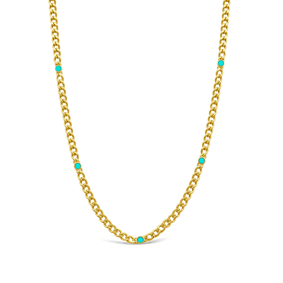 3.4mm COLOURED STONE CUBIAN CHAIN